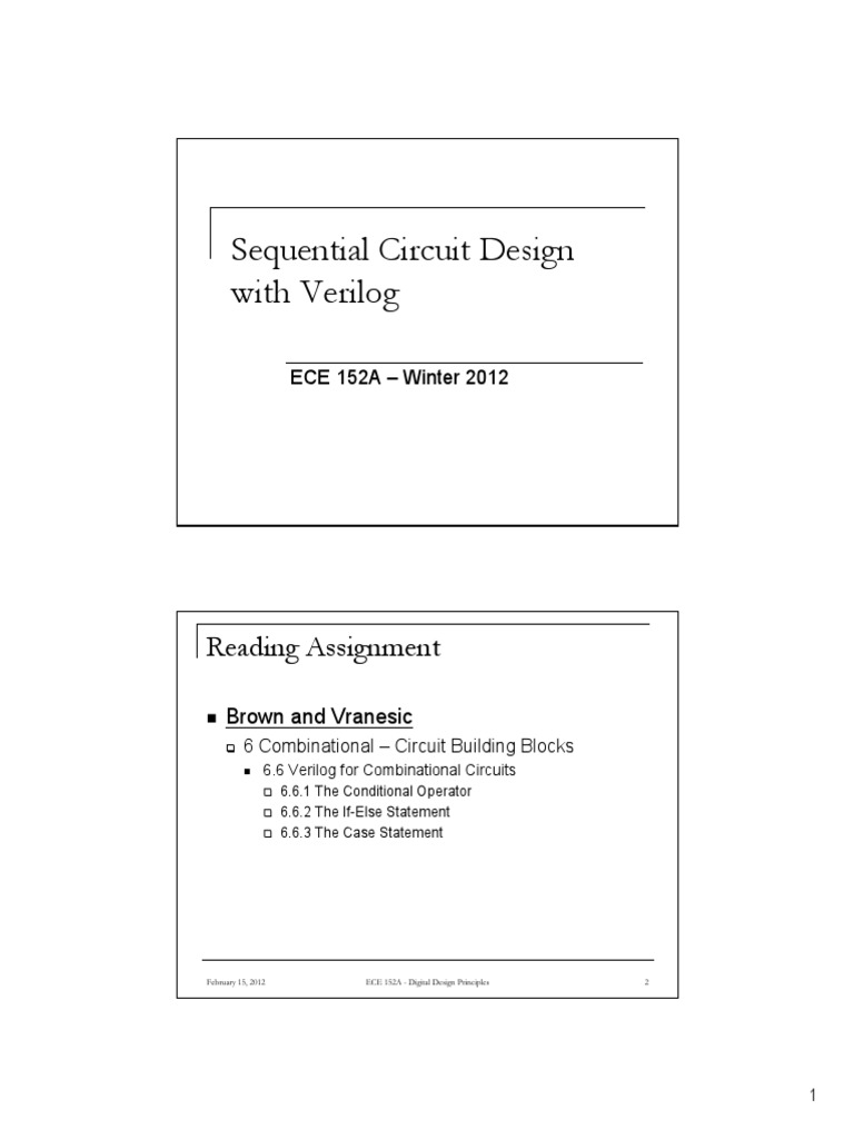 L8 Sequential Circuit Design With Verilog Pdf Computer