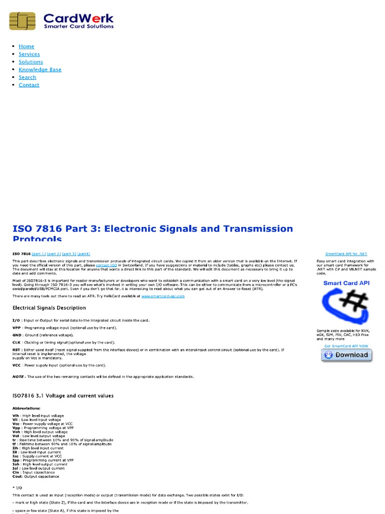 ISO 7816-3 - Electronic Signals and Transmission Protocols of ISO7816 3 ...