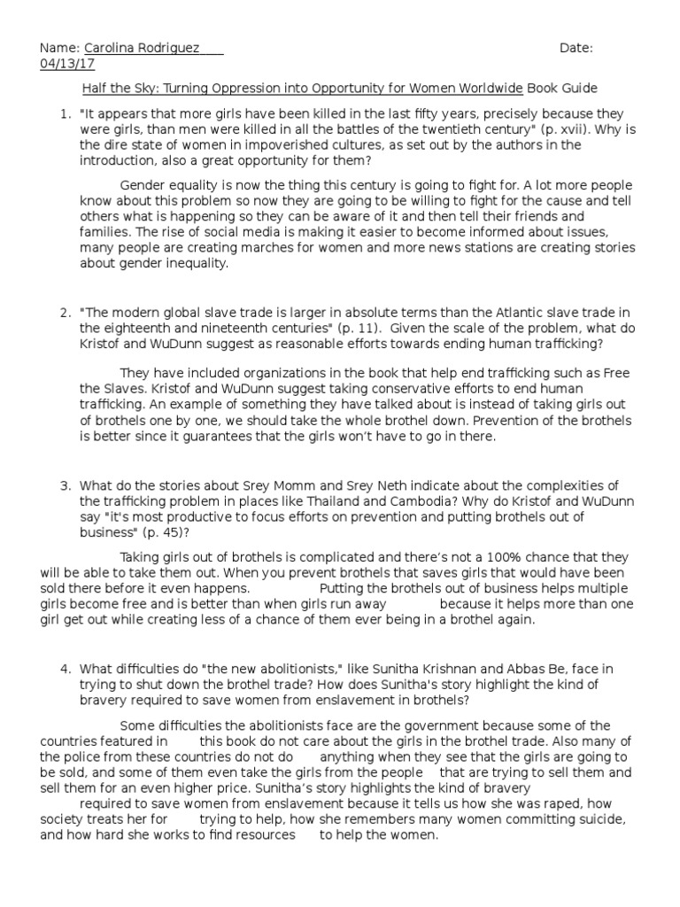 Half The Sky Book Guide | PDF | Human Trafficking | Rape