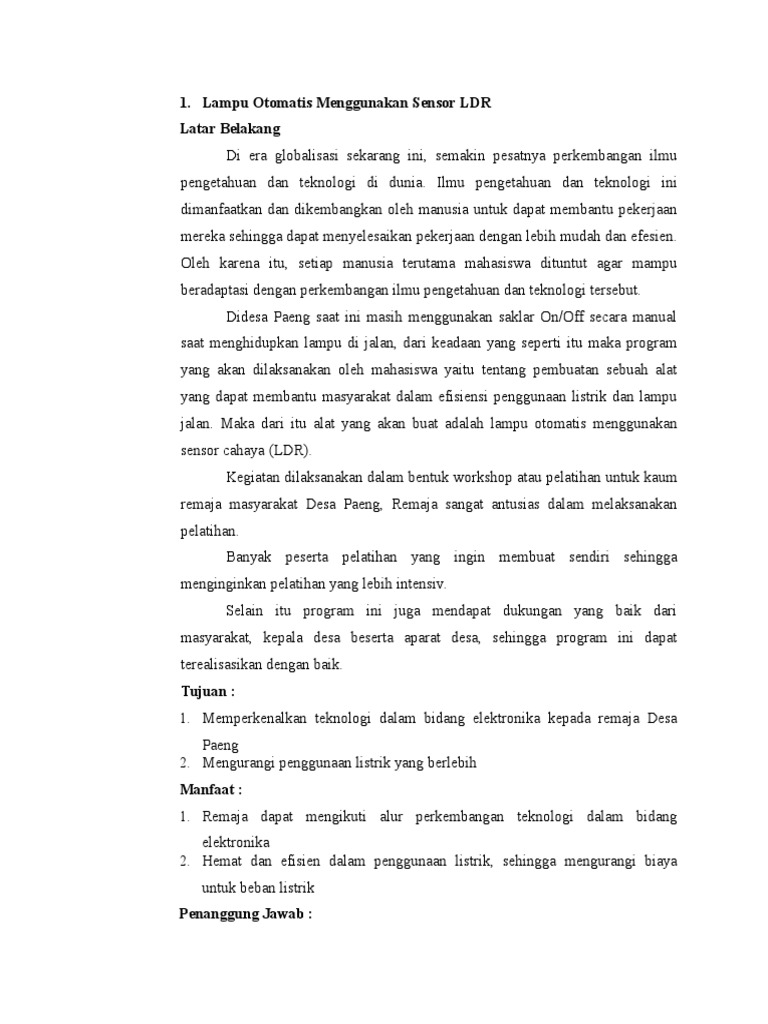 Lampu Otomatis Menggunakan Sensor LDR | PDF | Seni
