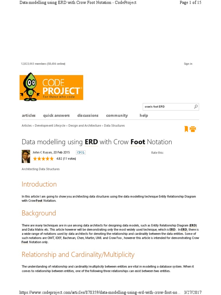 Data Modelling Using ERD With Crow Foot Notation | PDF | Conceptual Model | Data Model