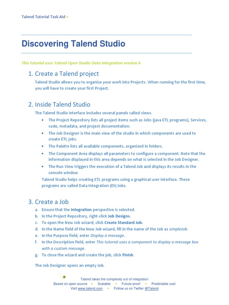 Talend Open Studio Tutorial Guide | PDF | Areas Of Computer Science ...