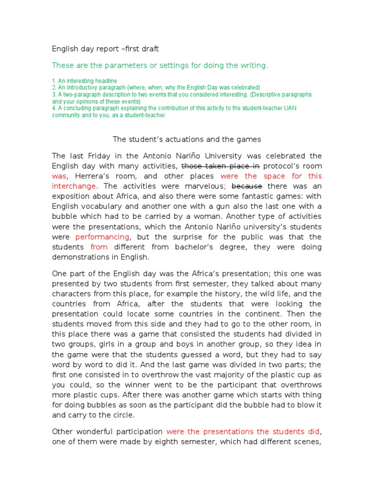 English Day Report | PDF