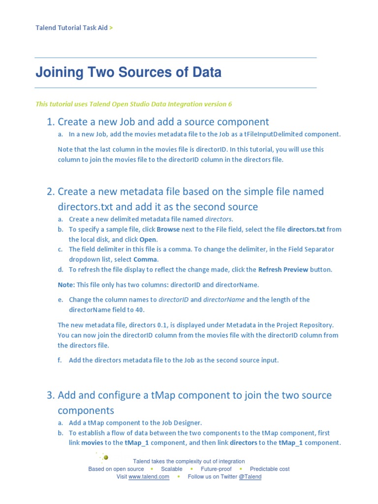Talend Tutorial6 Joining Two Sources of Data | PDF | Metadata | Computer File