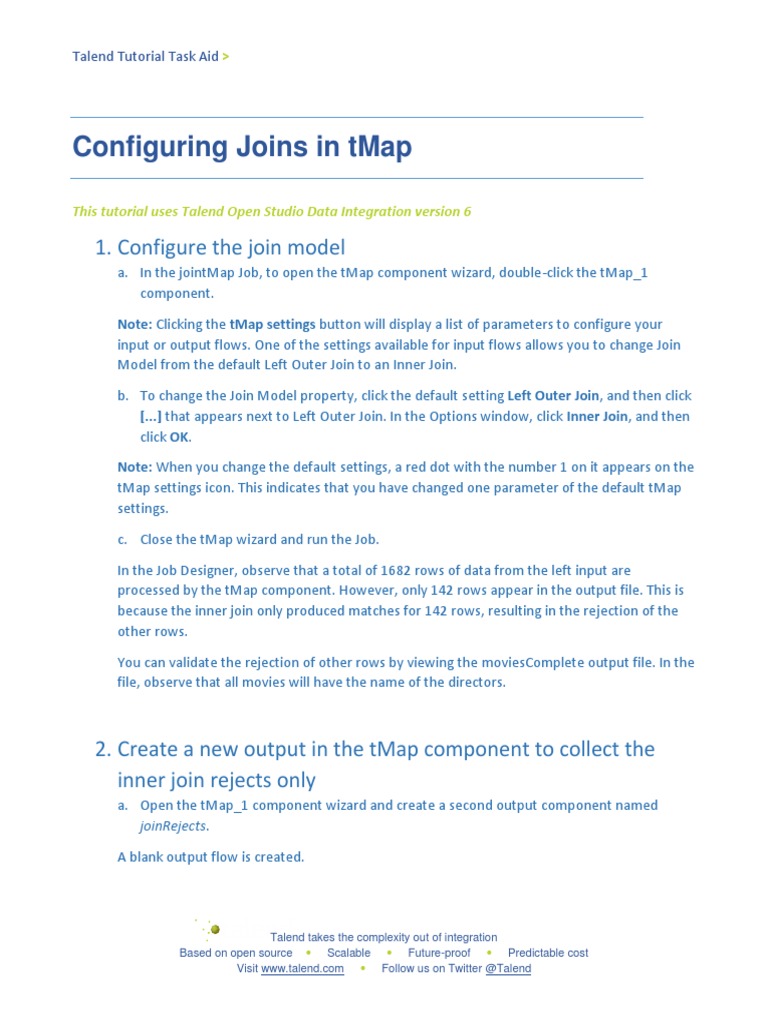 Talend Tutorial7 Configuring Joins in TMap | PDF | Computer Data | System Software