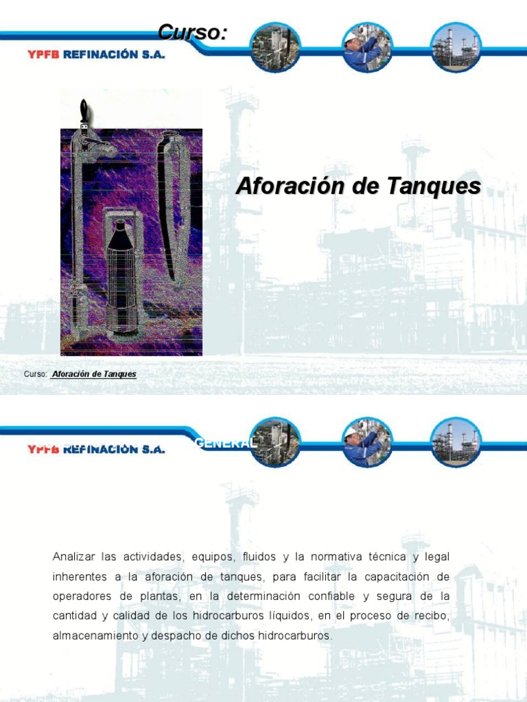 Aforación de Tanques: Capacitación y Normativa | PDF | Medición | Tanques