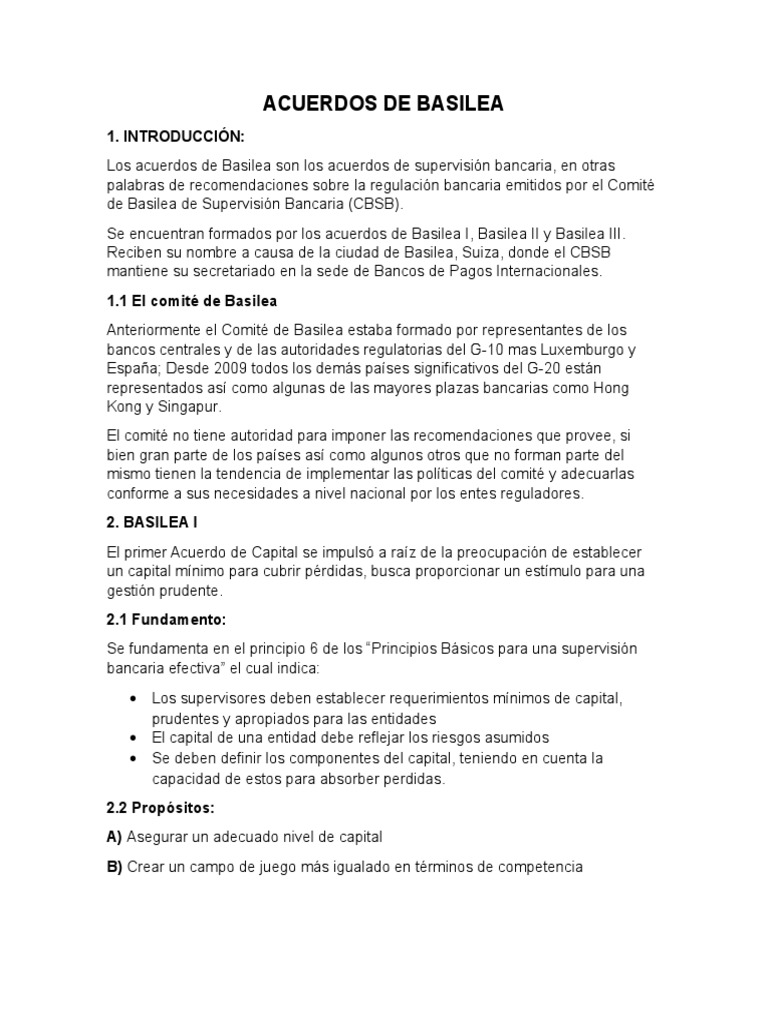 Acuerdos de Basilea | PDF | Basilea Ii | Basilea Iii