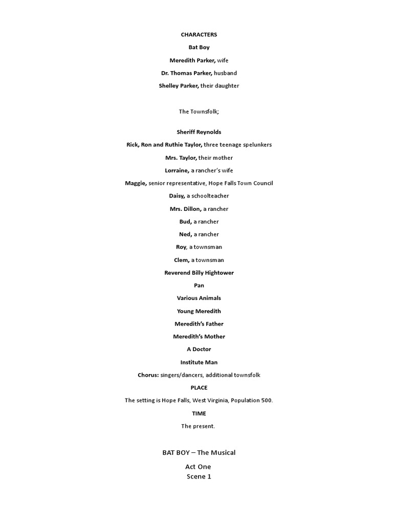 Bat Boy Script - Complete | PDF | West End Theatre | Nature