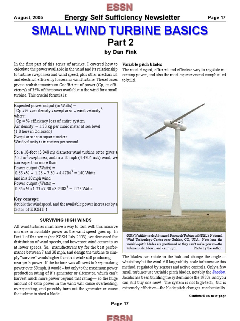 Small Wind Turbine Basics 2 | PDF | Wind Turbine | Wind Power