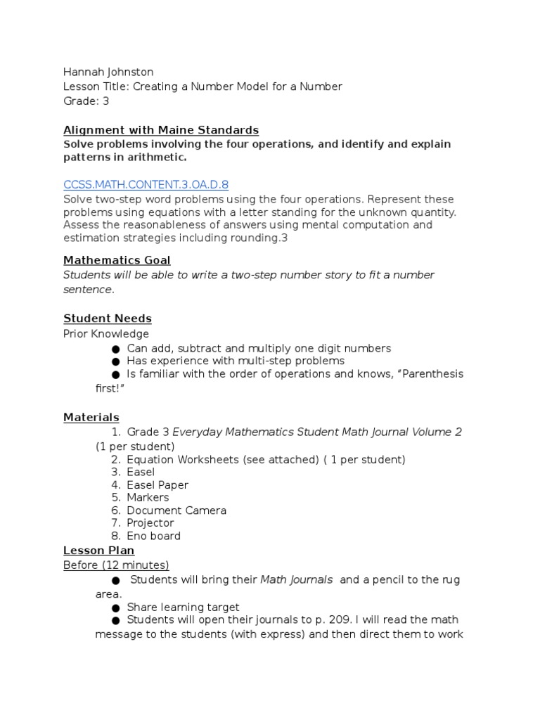 Alignment With Maine Standards: Ccss - Math.Content.3.Oa.D.8 | PDF ...