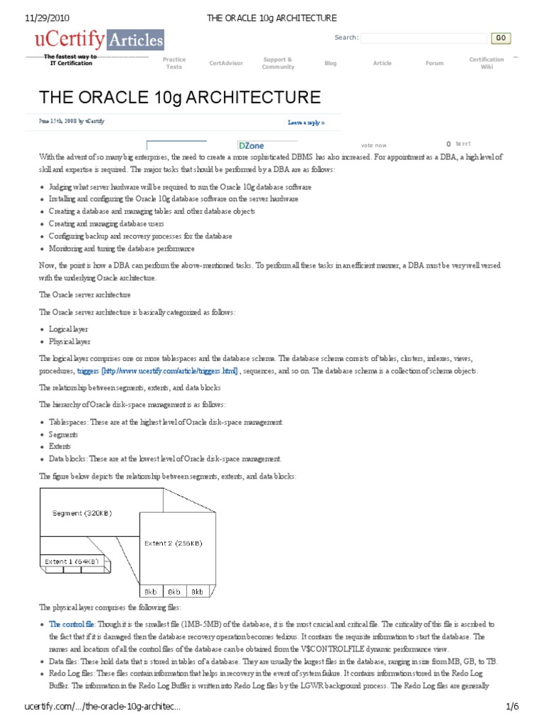 The Oracle10 Architecture PDF | PDF | Oracle Database | Data Management ...