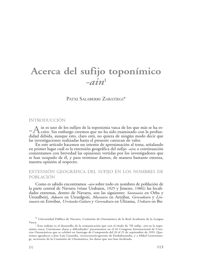 Sufijo -ain en la toponimia vasca | PDF | latín | Vascos