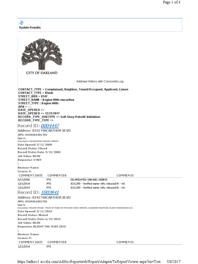 Record ID:: Address History With Comments Log | PDF