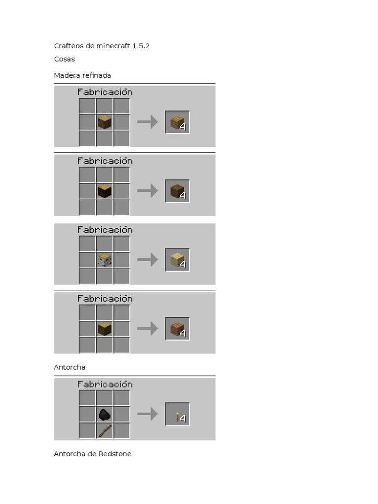 Crafteos de Minecraft | PDF | Cocina | Alimentos
