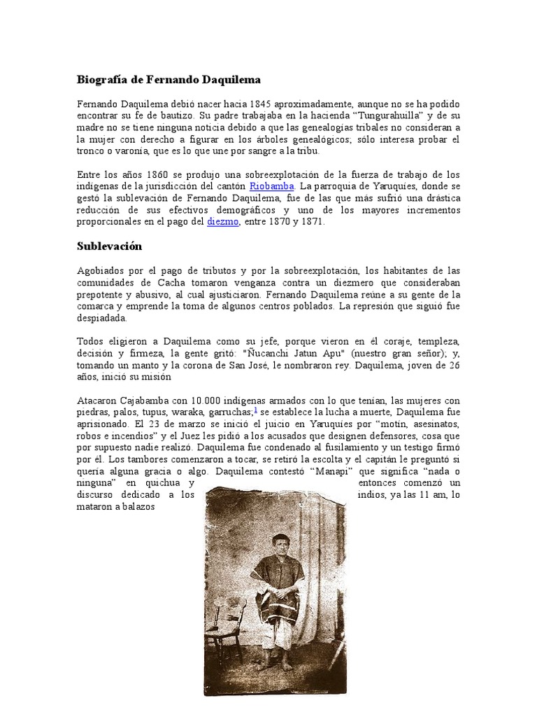 Biografía de Fernando Daquilema