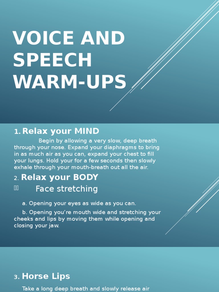 Voice and Speech Warm-Ups | PDF