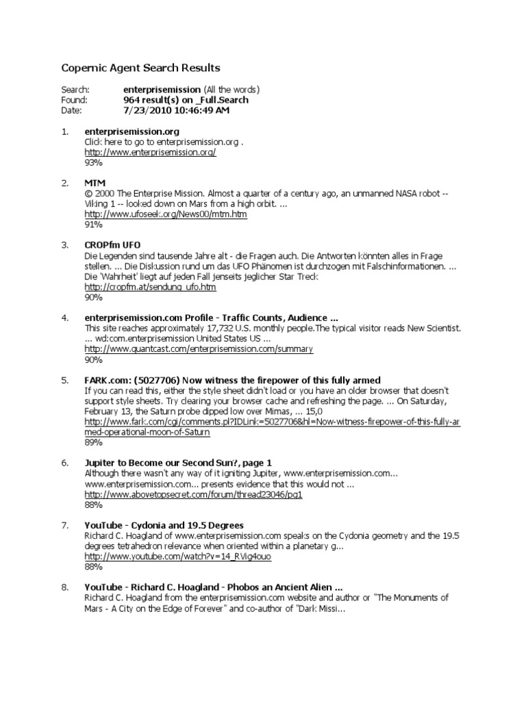 Enterprise Mission | PDF | Mars | World Wide Web