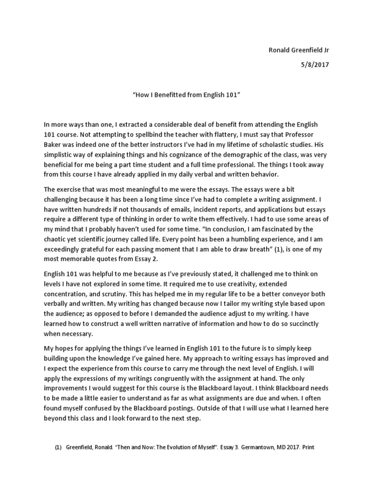 Final Self Reflection Spring 2017 | PDF | Essays | Psychology