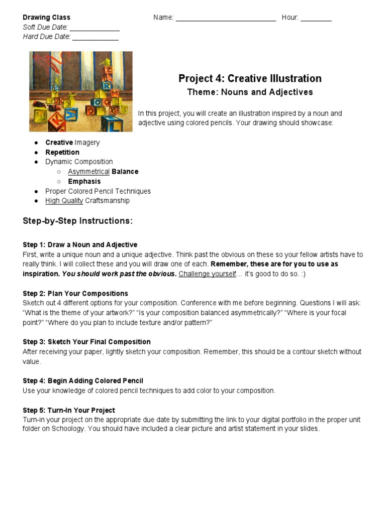 Project 4: Creative Illustration: Theme: Nouns and Adjectives | PDF ...