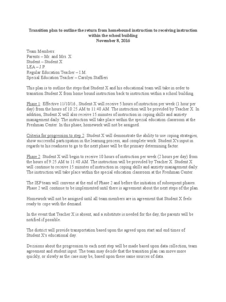 sample iep transition plan | Special Education | Individualized ...