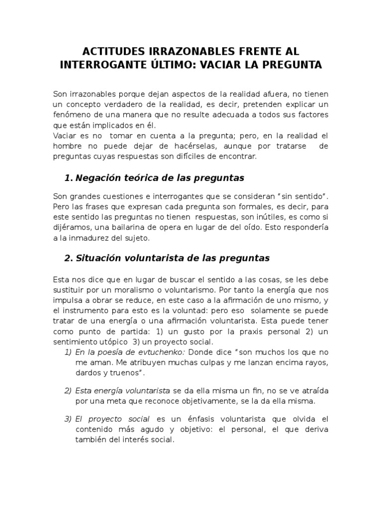 Actitudes Irrazonables ante el Interrogante | PDF | Verdad | Realidad