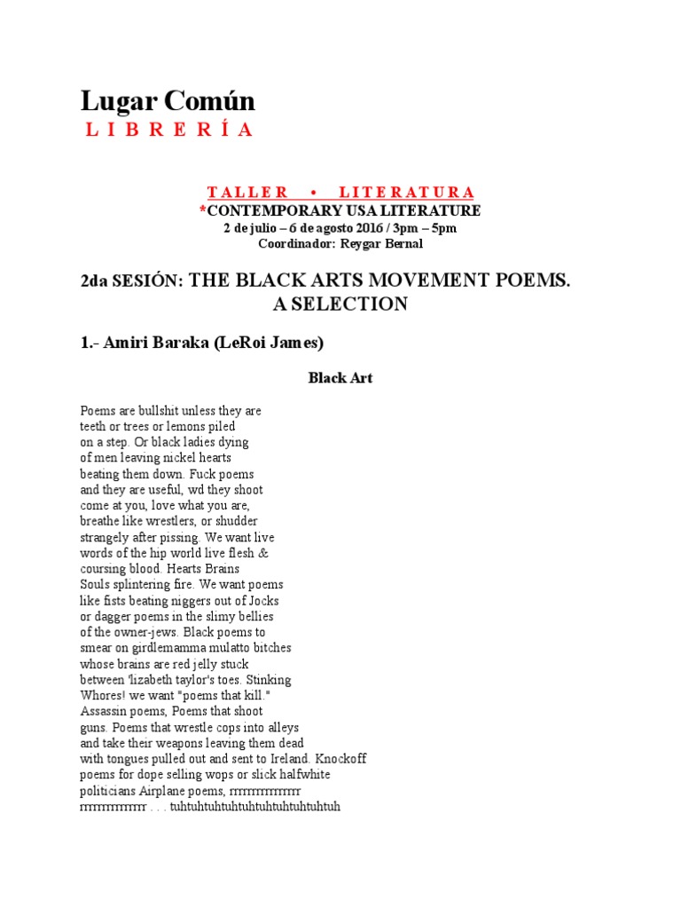 2 Sesión - The Black Arts Movement Poems. A Selection | Download Free ...