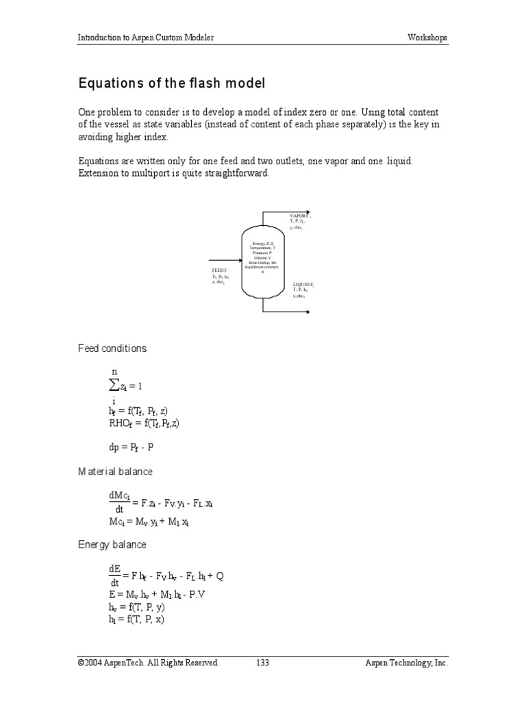 Aspen Custom Modeler Equations of The Flash Model PDF | PDF | Enthalpy ...
