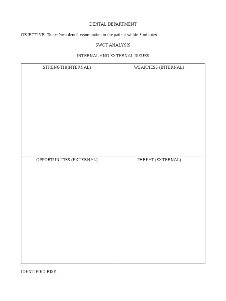 Dental Department SWOT Analysis Report | PDF | Self-Improvement | Computers