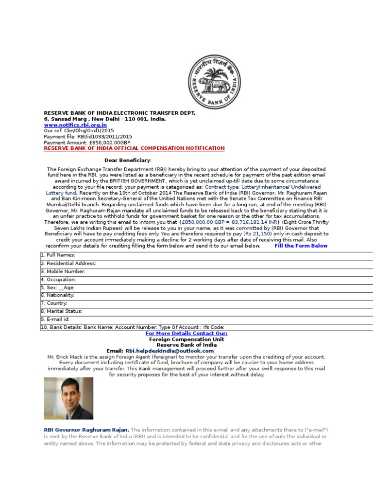 RBI Mail Message | PDF | Reserve Bank Of India | Email