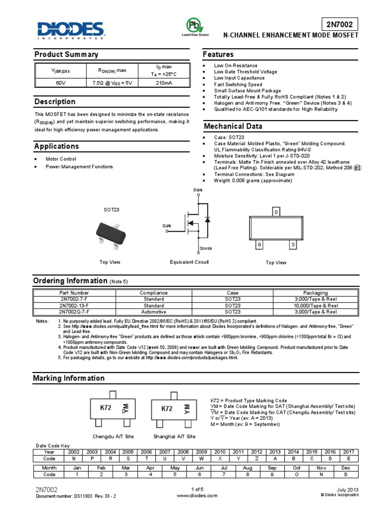2N7002 | Mosfet | Field Effect Transistor