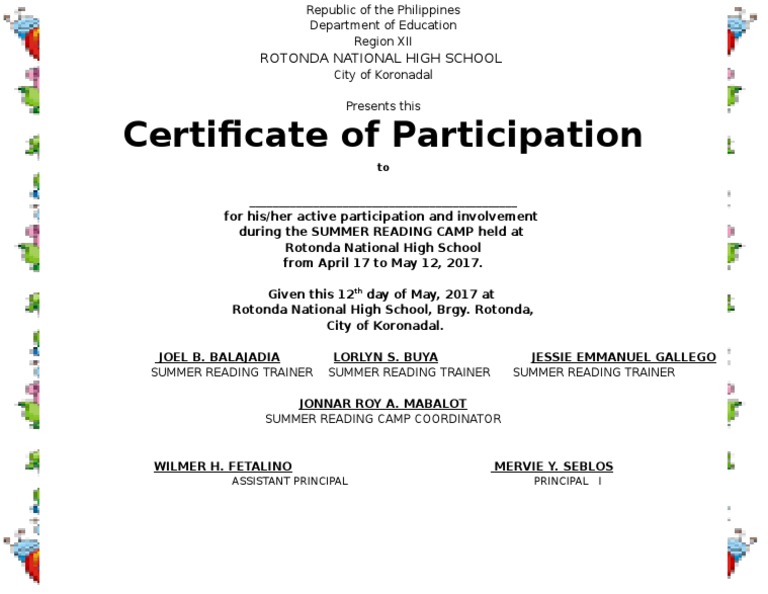 CERTZ Participation STUDENTS | PDF