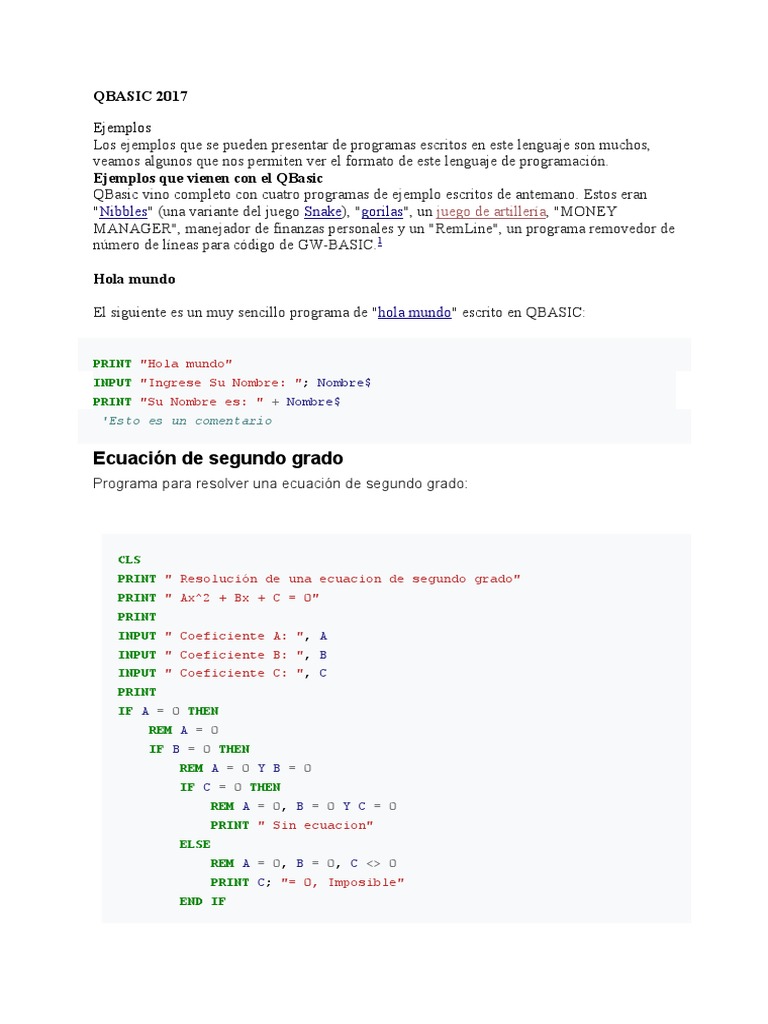 Qbasic 2017 Aprendizaje | PDF | Software | Programación de computadoras