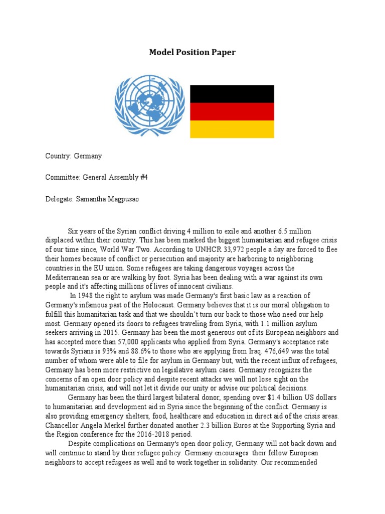 Model Position Paper | PDF | Refugee | International Relations