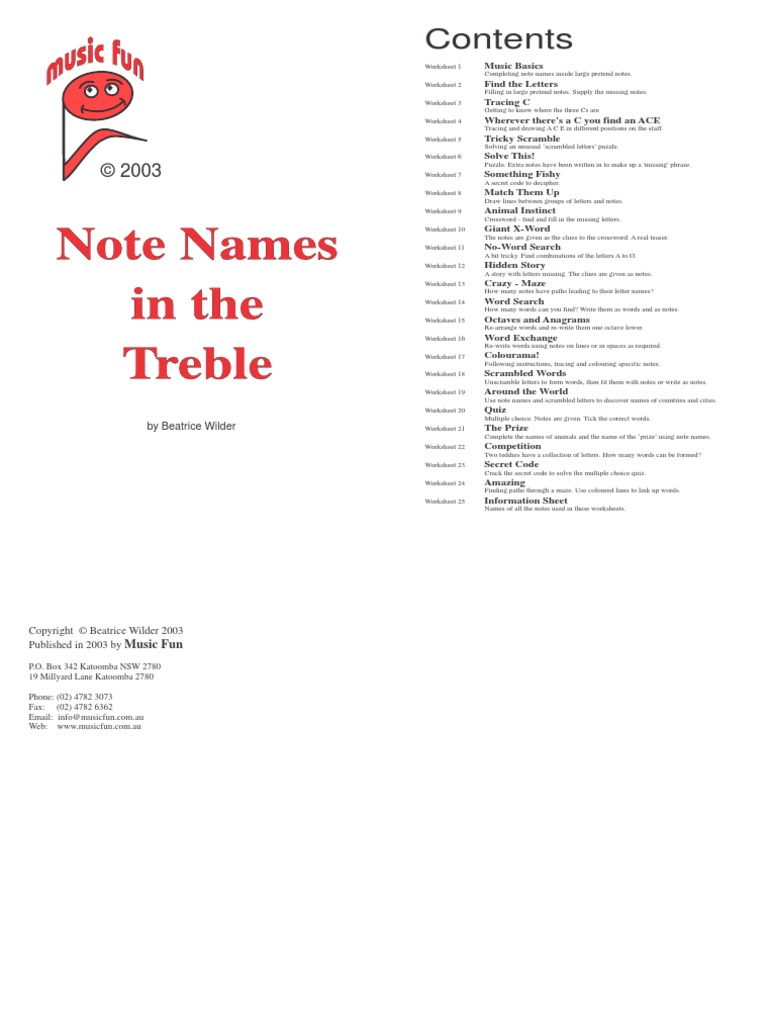 Note Names in The Treble | PDF