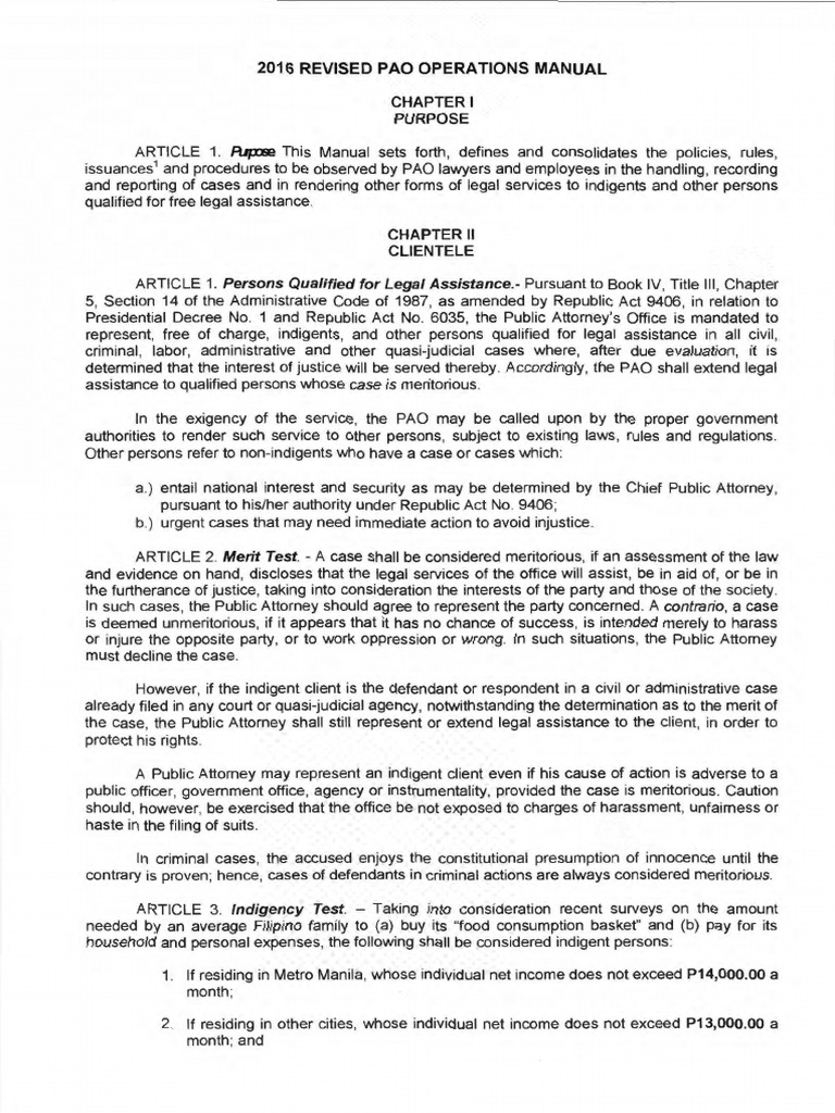 2016 Revised PAO Operations Manual v1 - 2 | PDF | Continuance | Arraignment