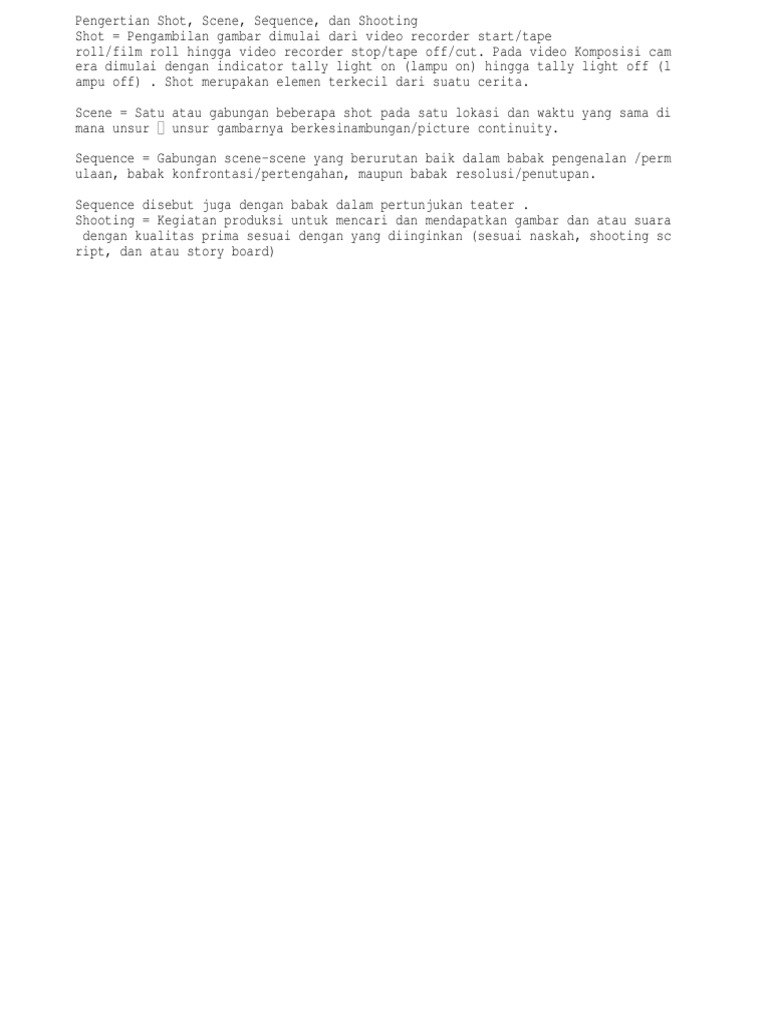 Pengertian Shot-Scene-Sequence | PDF