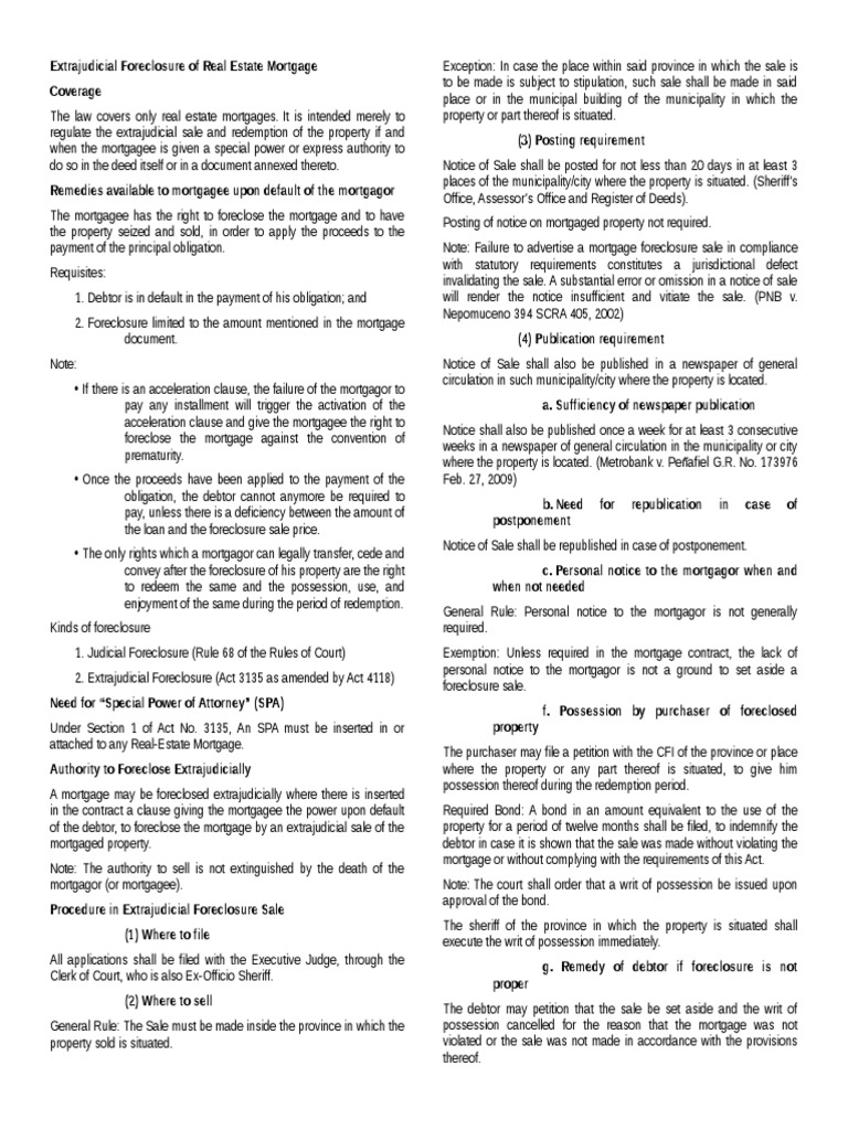Extrajudicial Foreclosure Process in the Philippines | PDF | Mortgage ...