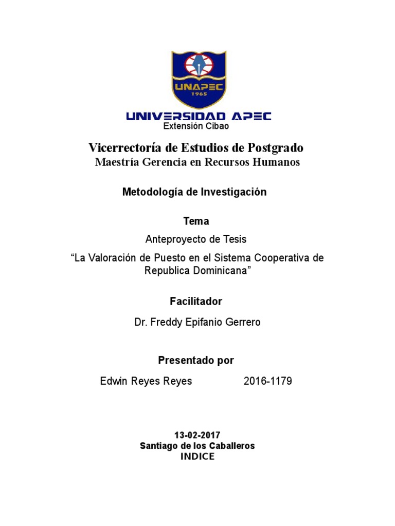 Anteproyecto de Tesis, Metodologia de La Investigación | PDF | Muestreo ...