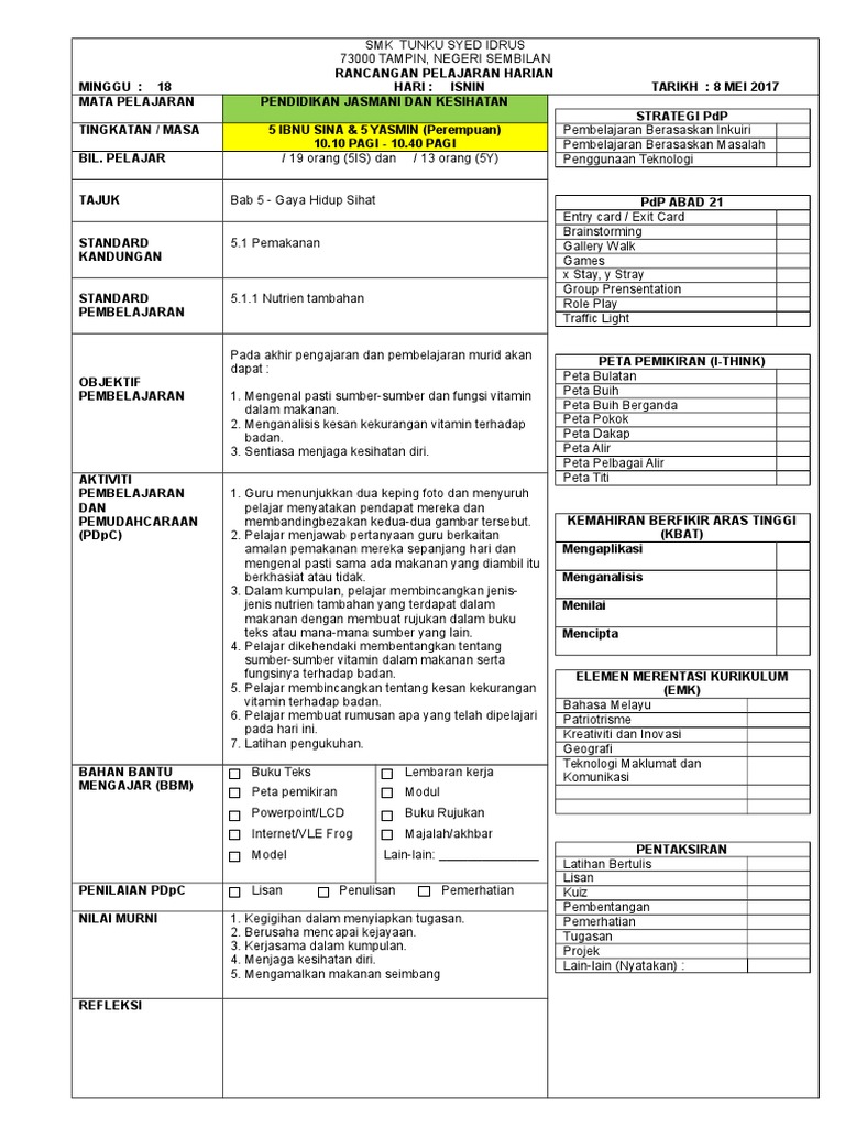 RPH PJK Ting. 5 & BM Ting. 2 | PDF