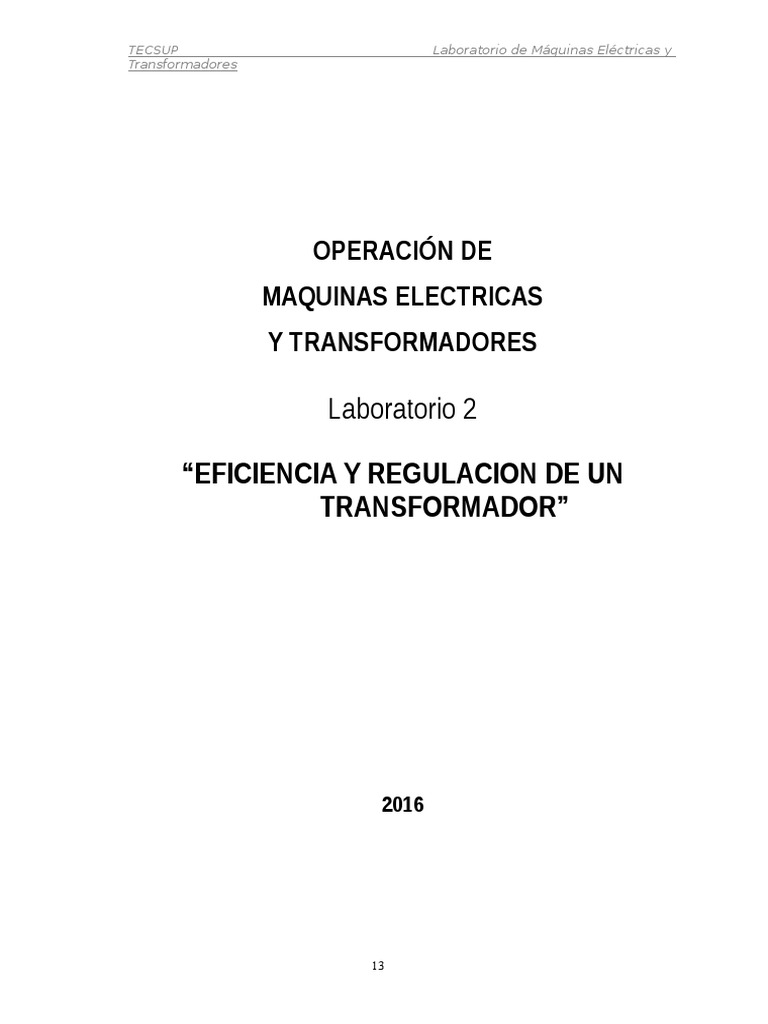 Laboratorio 2 - Eficiencia y Regulación | PDF | Transformador | Energia electrica