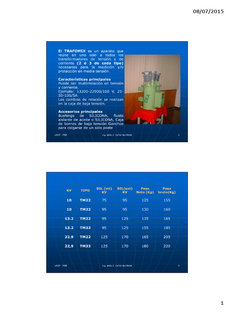 Trafomix Clase | PDF | Transformador | Energia electrica