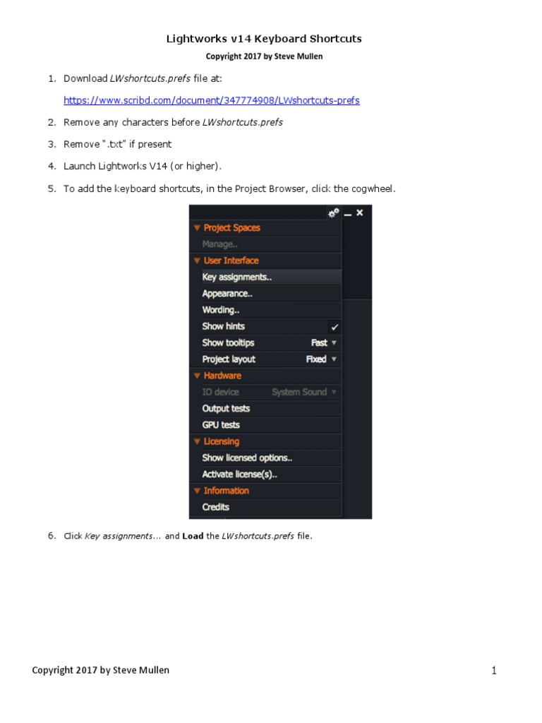 Lightworks HOW TO | PDF | Computer Keyboard | Text