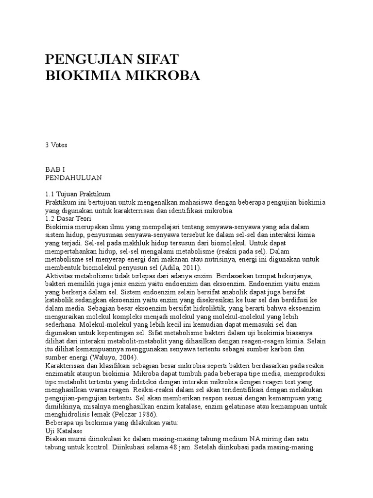 Pengujian Sifat Biokimia | PDF | Pengembangan Diri | Kesehatan Holistik