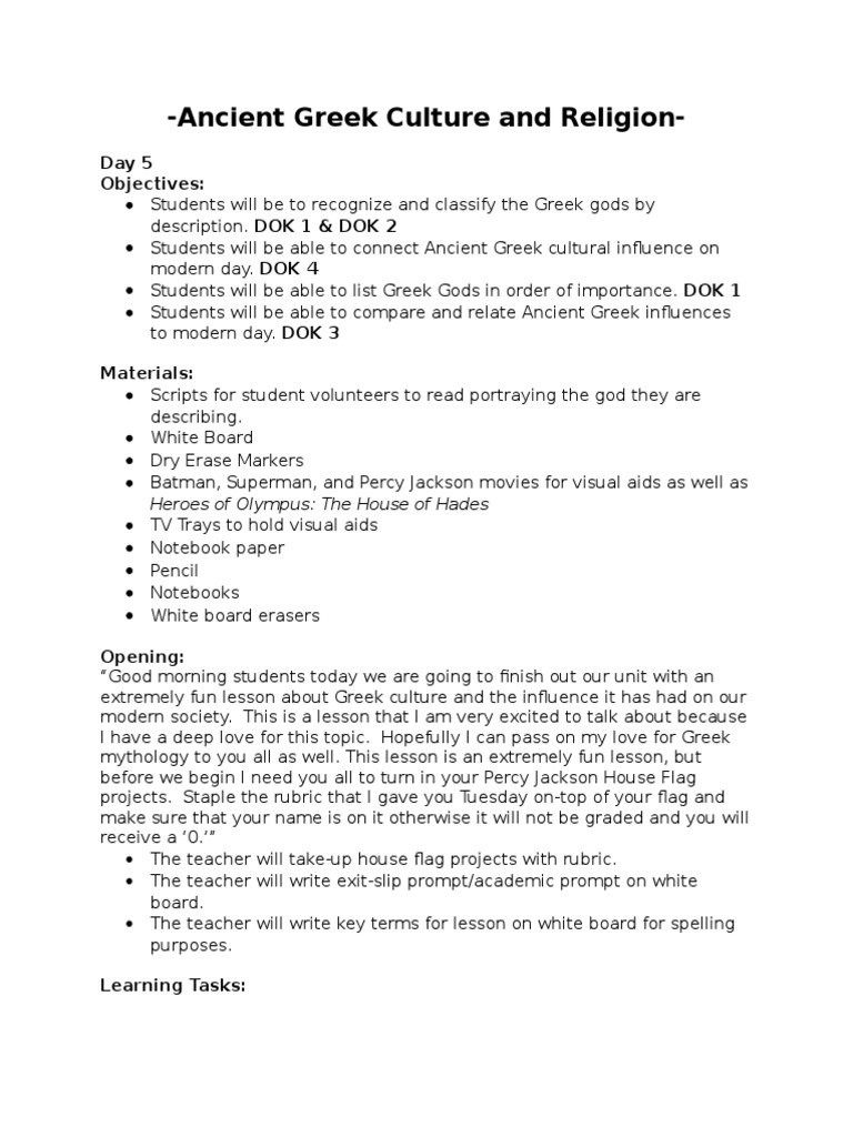 Greek Gods Lesson | PDF | Greek Gods | Twelve Olympians