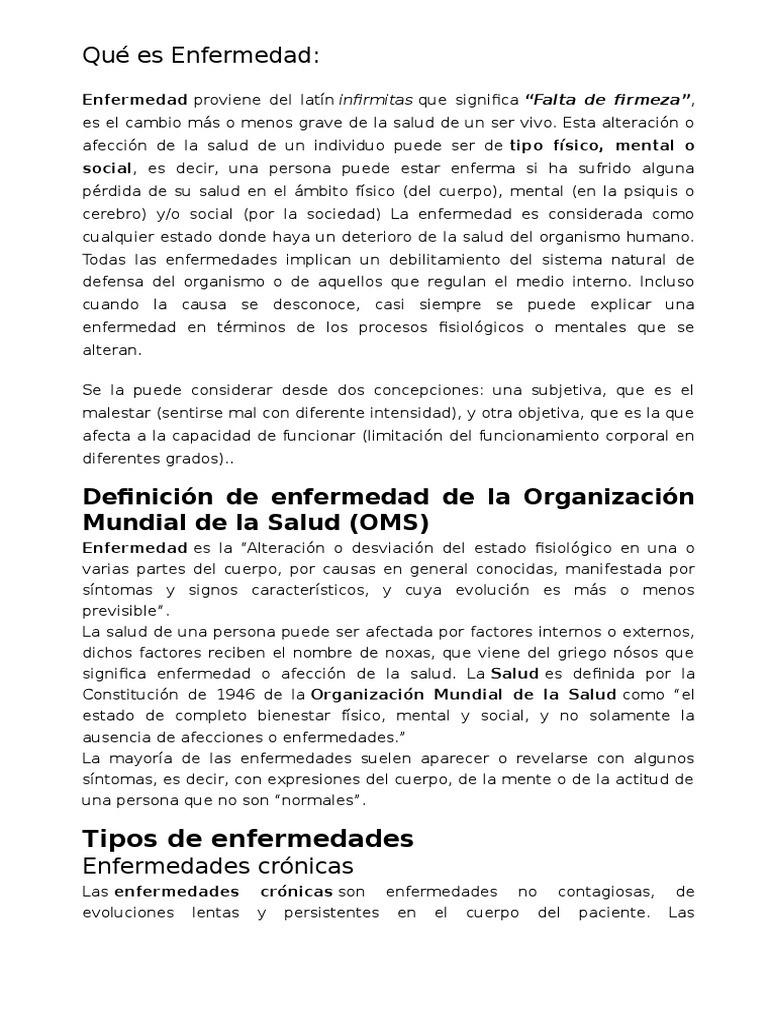 Qué Es Enfermedad | PDF | Enfermedades y trastornos | Ciencias de la Salud