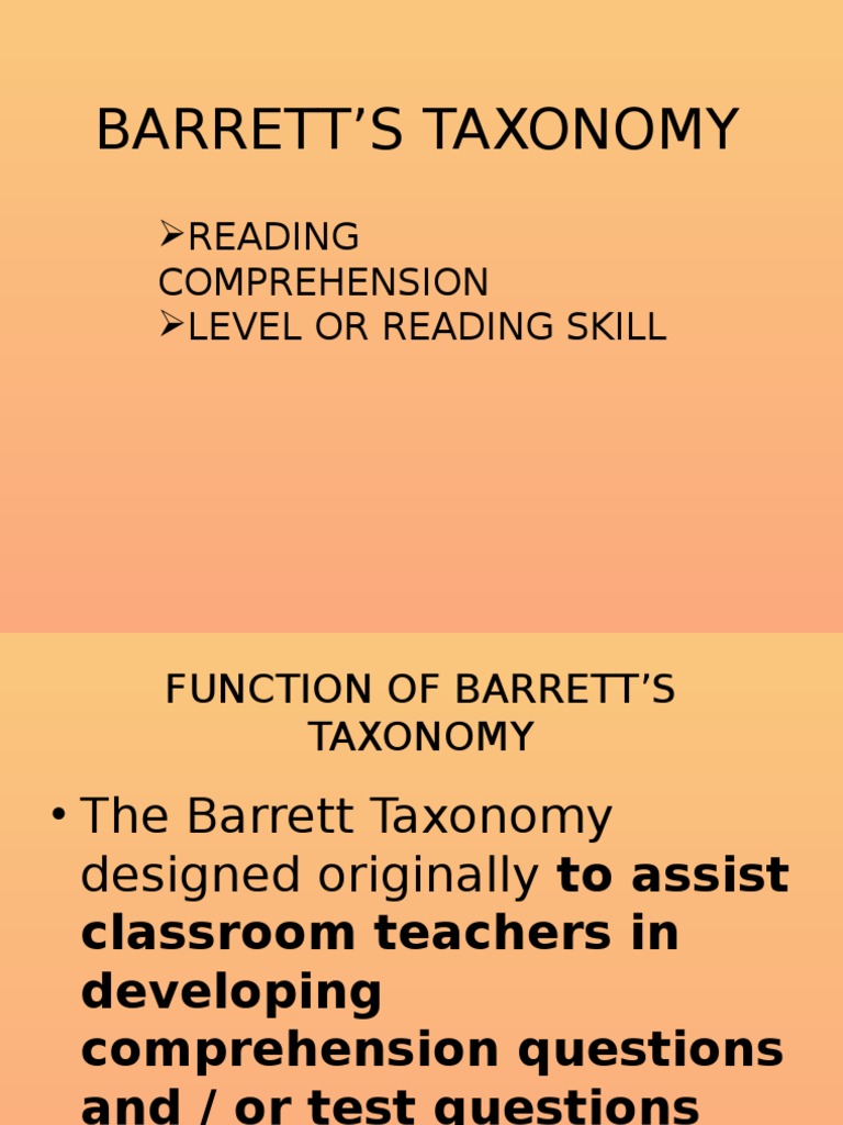 Reading - Barretts Taxonomy