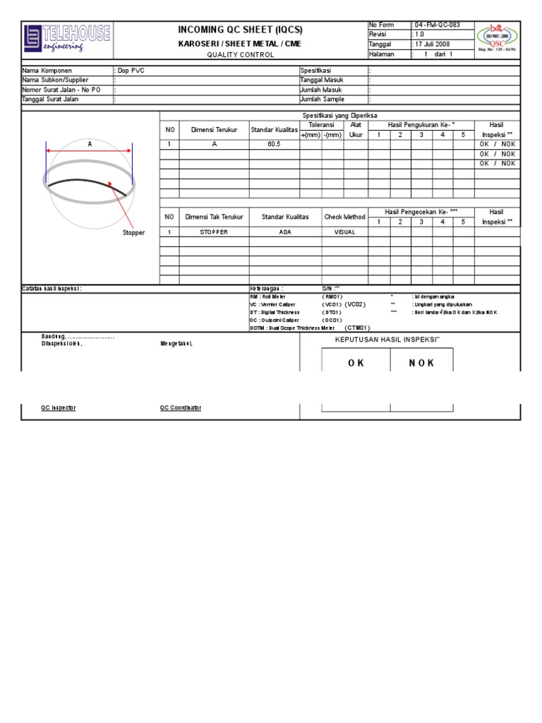 Form Incoming Material Sheet New | PDF