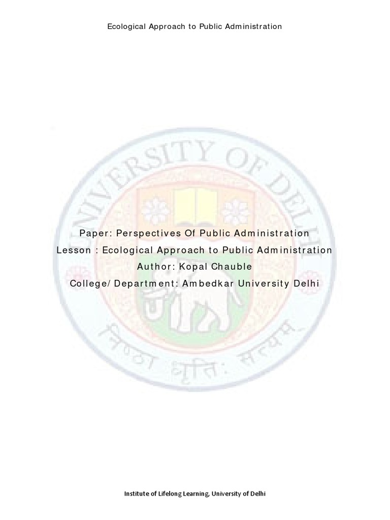 Fred Riggs' Ecological Approach to Administration | PDF | Society ...