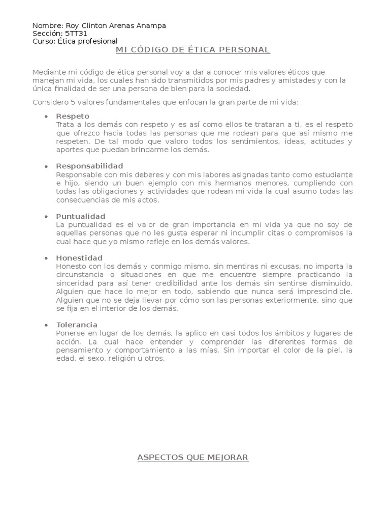 Código de Ética Personal y Profesional | PDF | Conceptos psicologicos ...