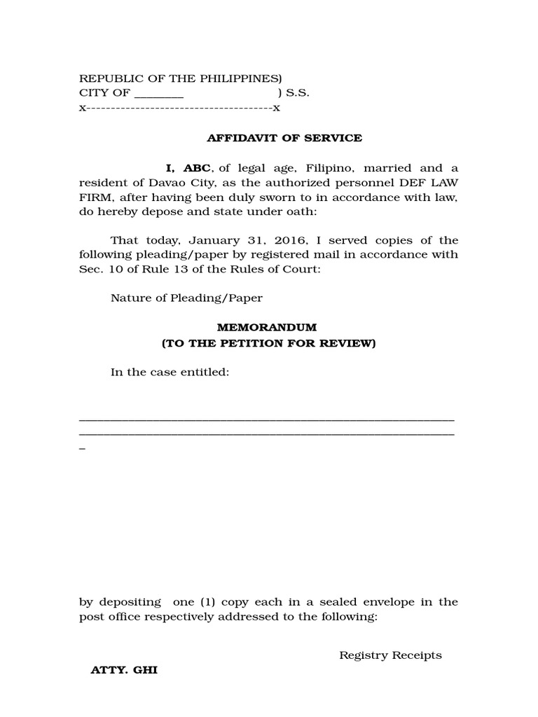 Affidavit of Service With Explanation-1 | PDF
